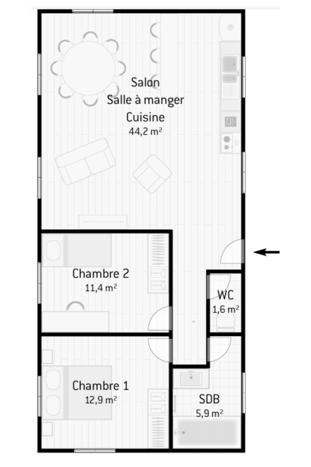Plan maison plain pied 70m2 : 2 propositions